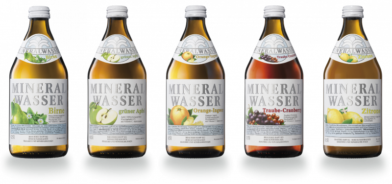 Mineralwasser Plus-Kiste mit fünf verschiedenen Mineralwässern mit ...