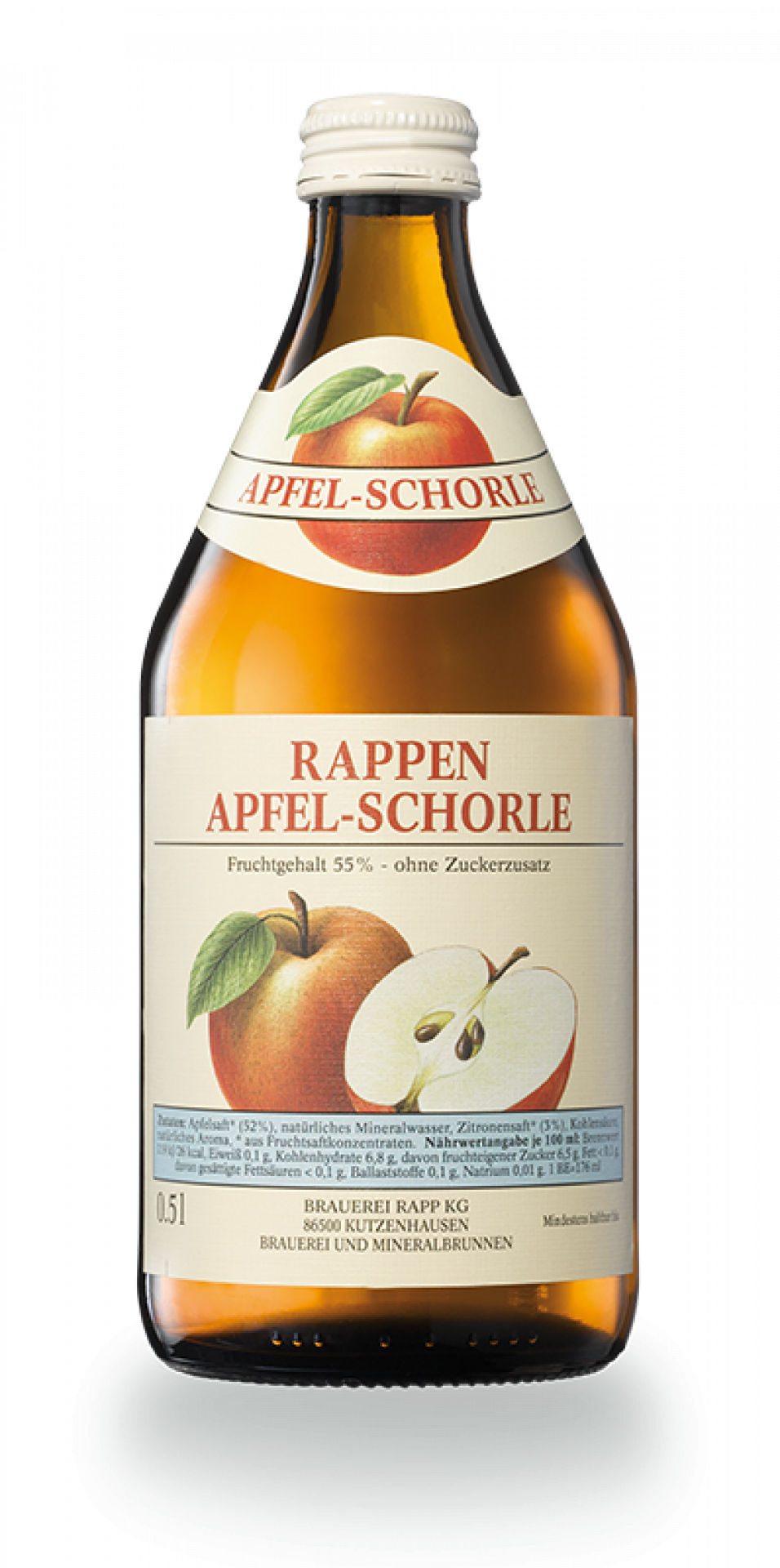 Apfel-Schorle aus Apfelsaft und Mineralwasser