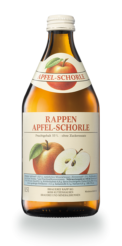 Apfel-Schorle aus Apfelsaft und Mineralwasser